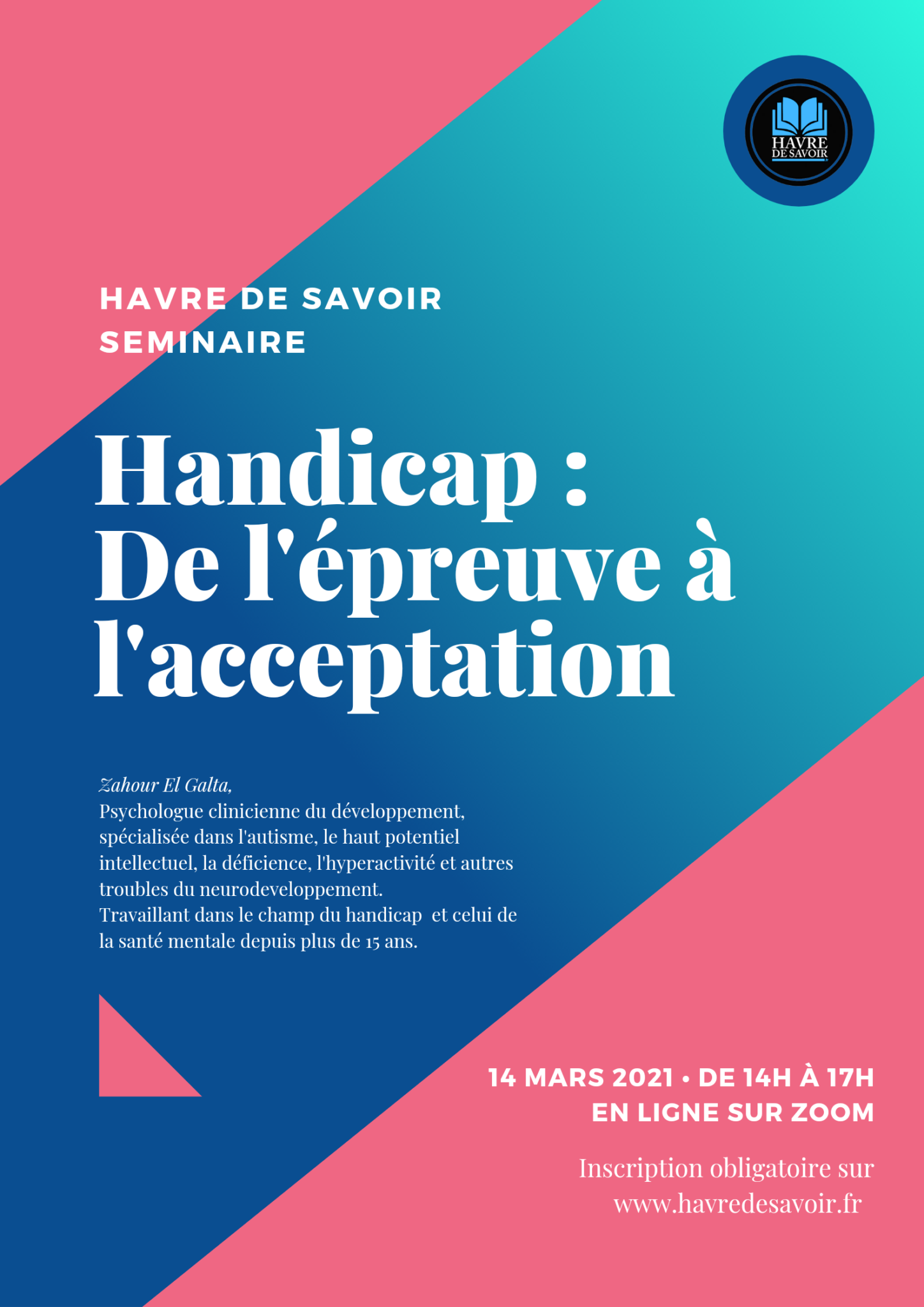 Séminaire - "Handicap : de l'épreuve à l'acceptation" - Havre De Savoir
